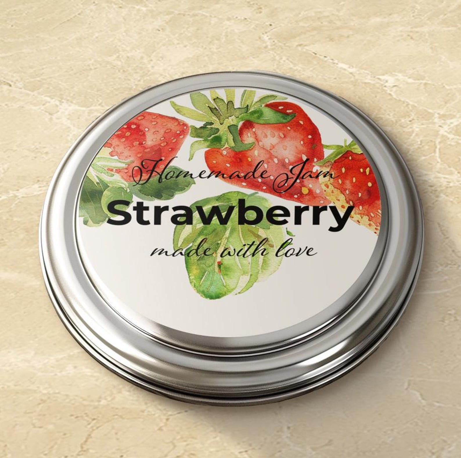 Printable Strawberry Jam Labels – DIY Canning Stickers – Watercolor ...