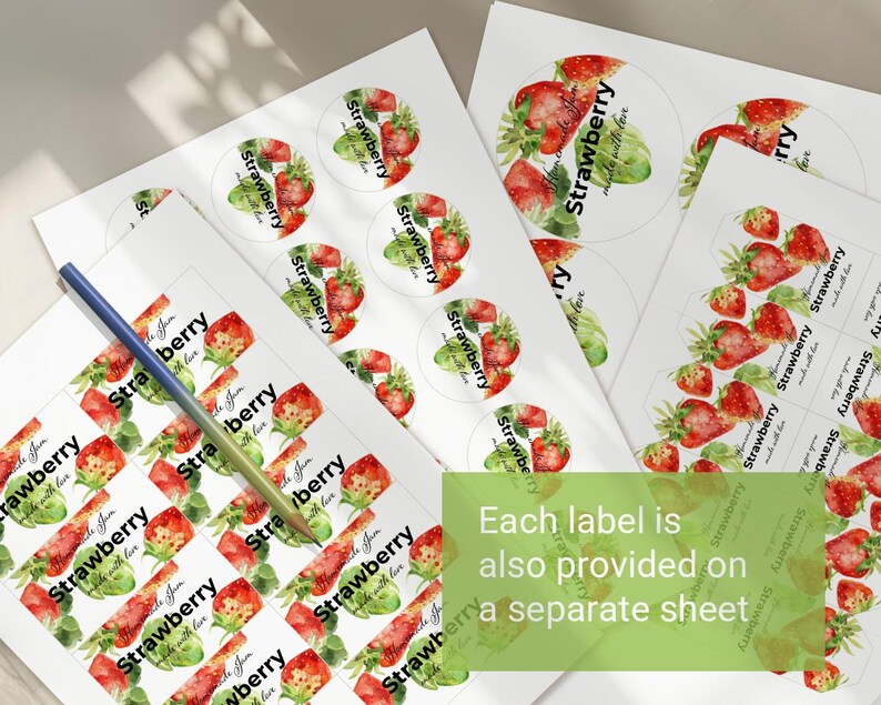Printable Strawberry Jam Labels – DIY Canning Stickers – Watercolor ...