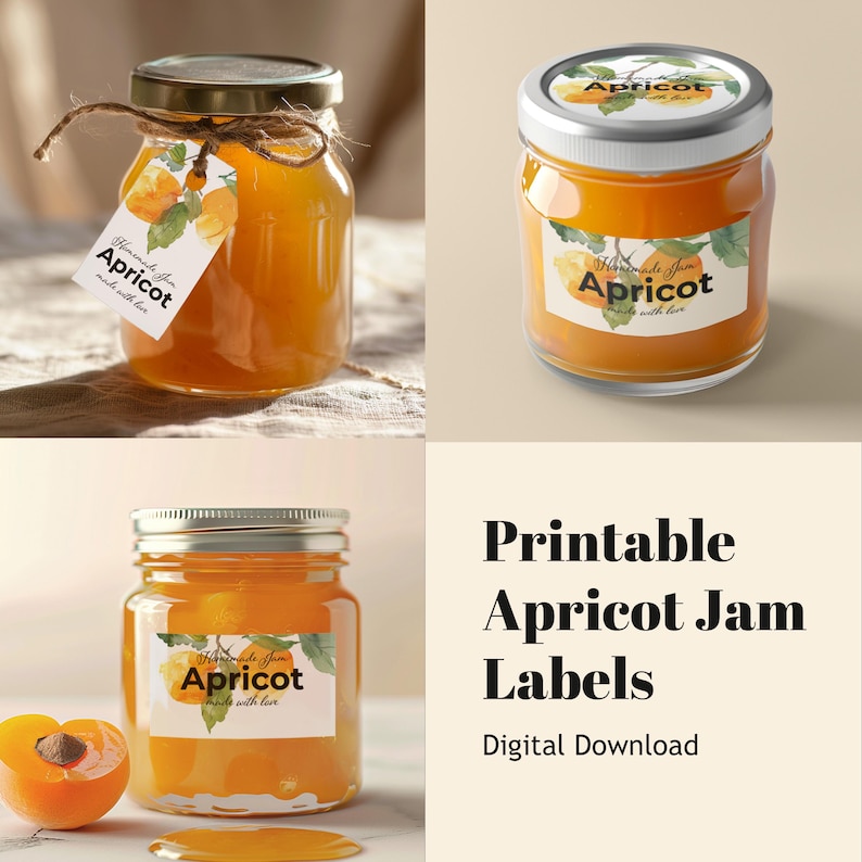 Printable Apricot Jam Labels – Elegant Watercolor Canning Stickers ...