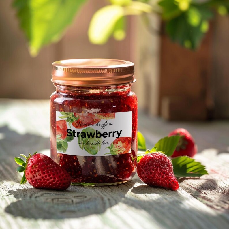 Watercolor Strawberry Jam Labels: DIY Canning Stickers (digital ...