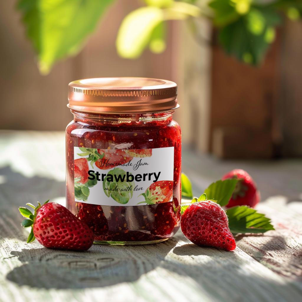 Printable Strawberry Jam Labels – DIY Canning Stickers – Watercolor ...