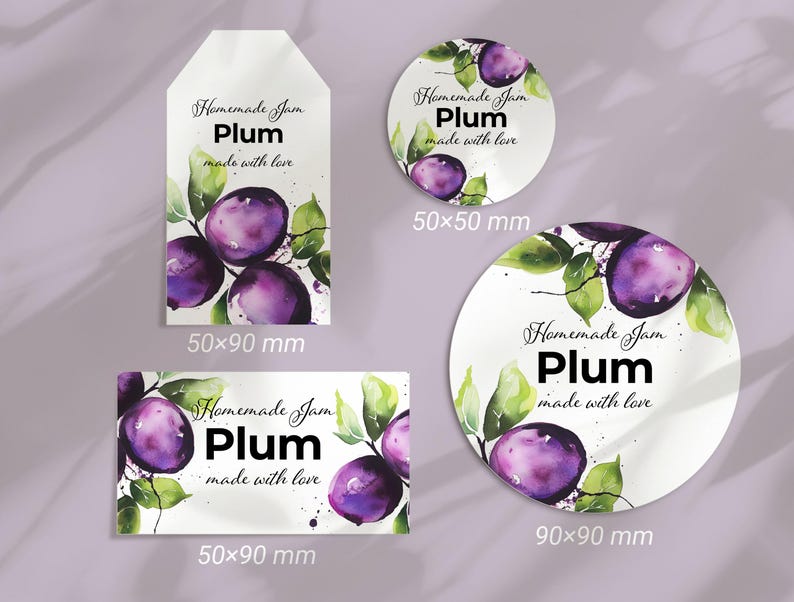 Watercolor Plum Jam Labels: DIY Canning Stickers (digital Download) - Etsy