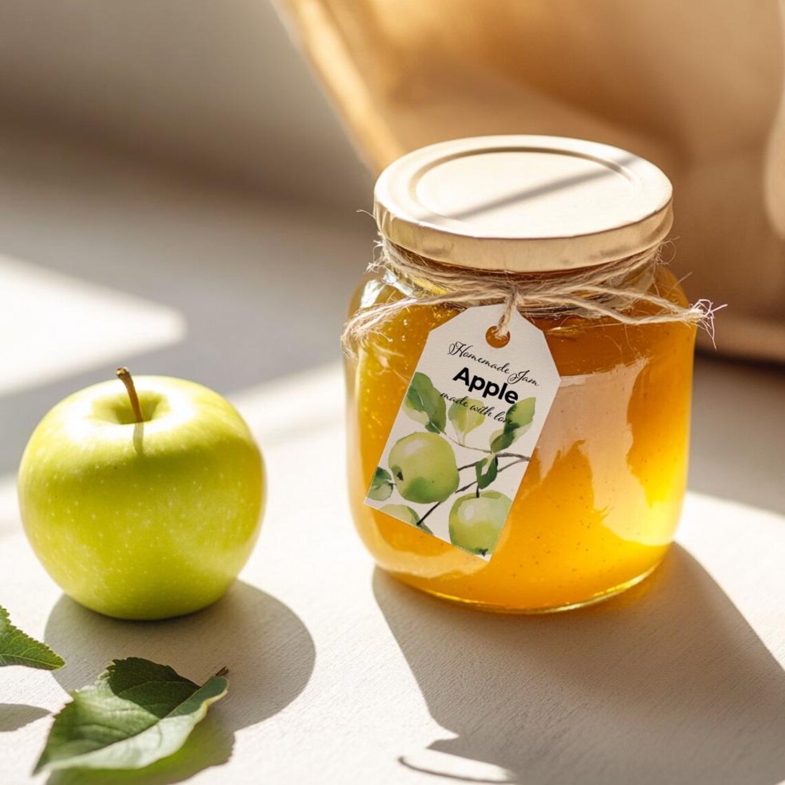 Printable Apple Jam Labels – DIY Canning Stickers – Watercolor Apple ...