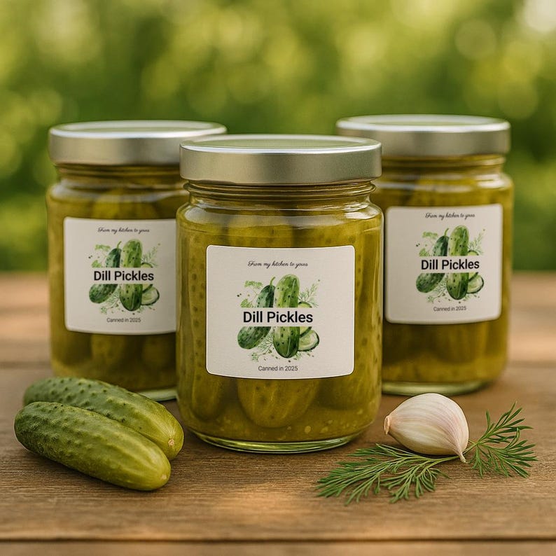 Printable Dill Pickles Jar Labels: Minimalist Canning Design (PDF ...
