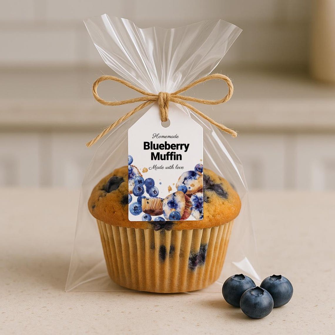 Printable Blueberry Muffin Labels Set - Square Round Wrap Band & Tag ...
