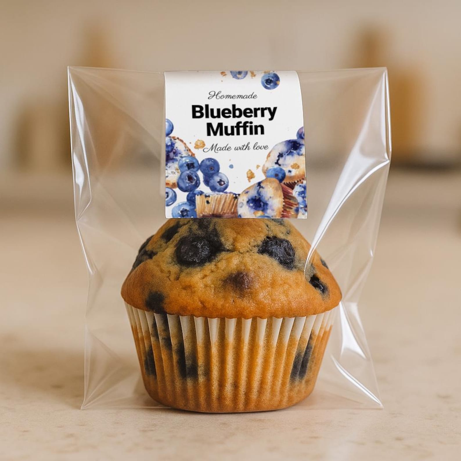 Printable Blueberry Muffin Labels Set - Square Round Wrap Band & Tag ...