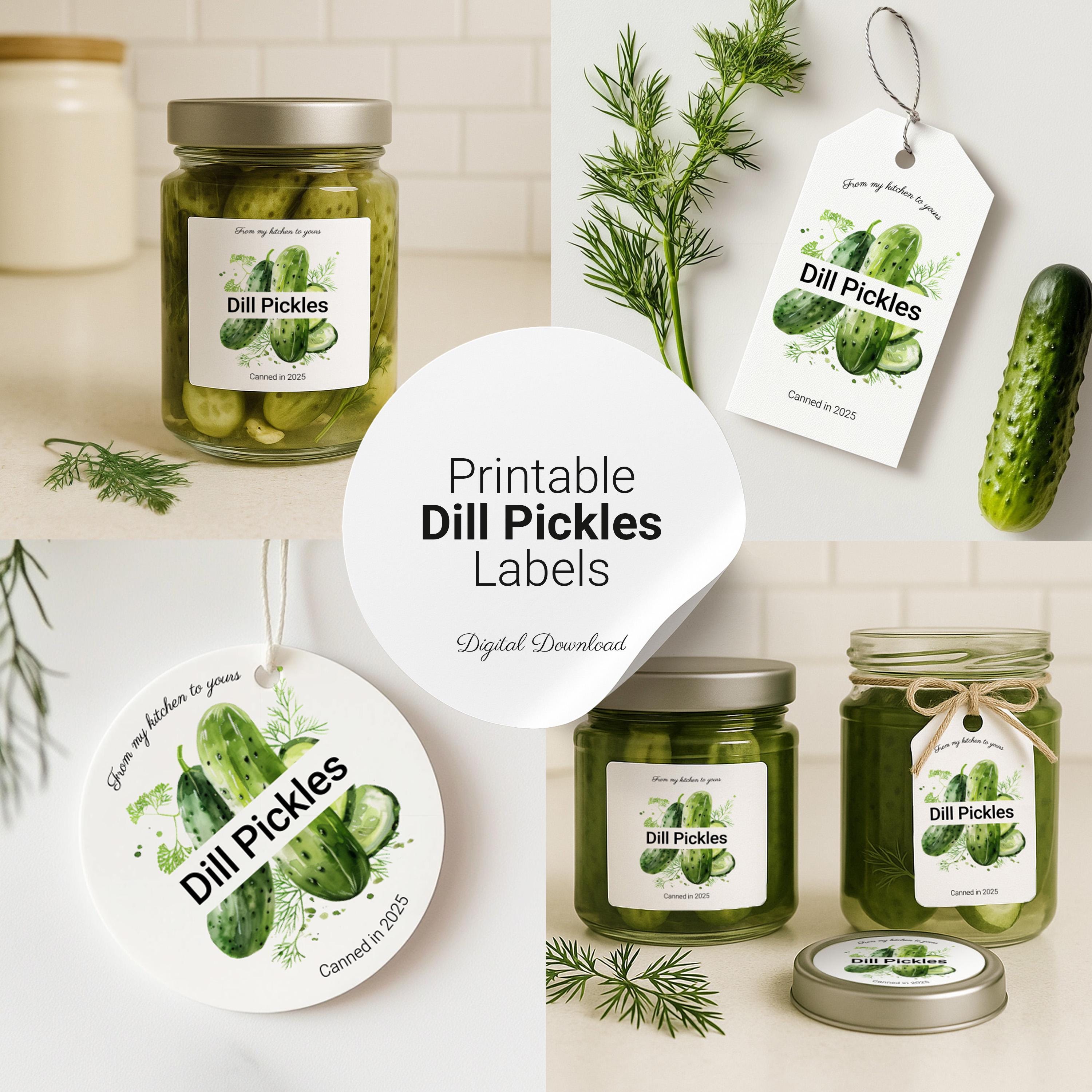 Printable Dill Pickles Jar Labels: Minimalist Canning Design (PDF ...