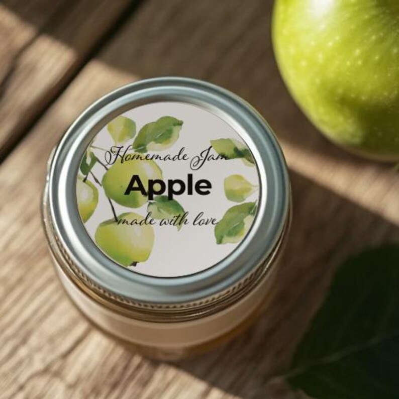 Printable Apple Jam Labels – DIY Canning Stickers – Watercolor Apple ...