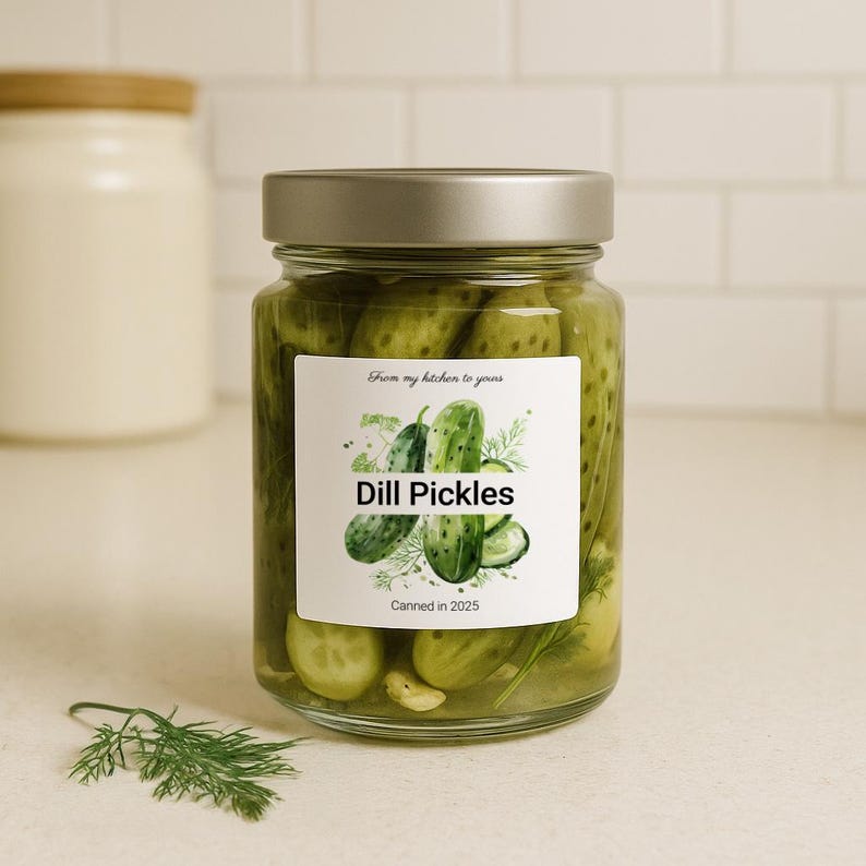 Printable Dill Pickles Jar Labels – Square, Round & Tag Sticker Set ...