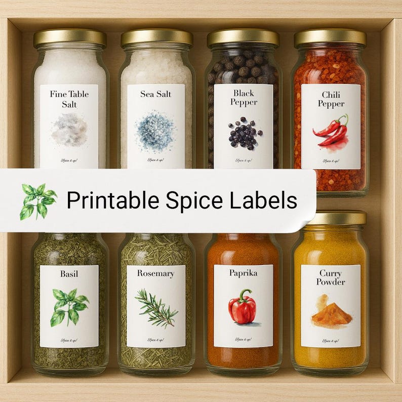 Printable Spice Jar Labels – Minimalist Herb & Spice Stickers ...