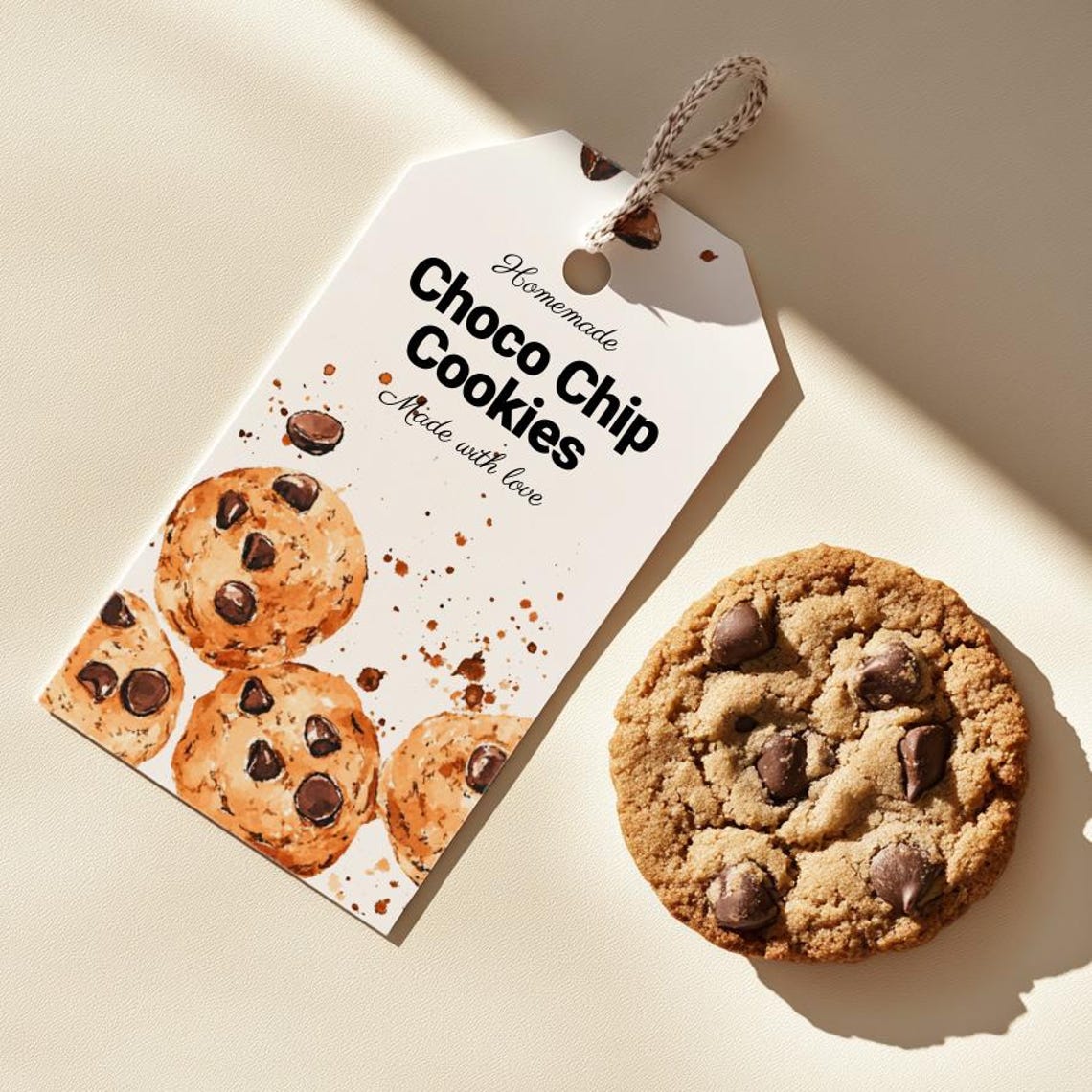 Printable Chocolate Chip Cookie Labels: Watercolor Design (digital ...