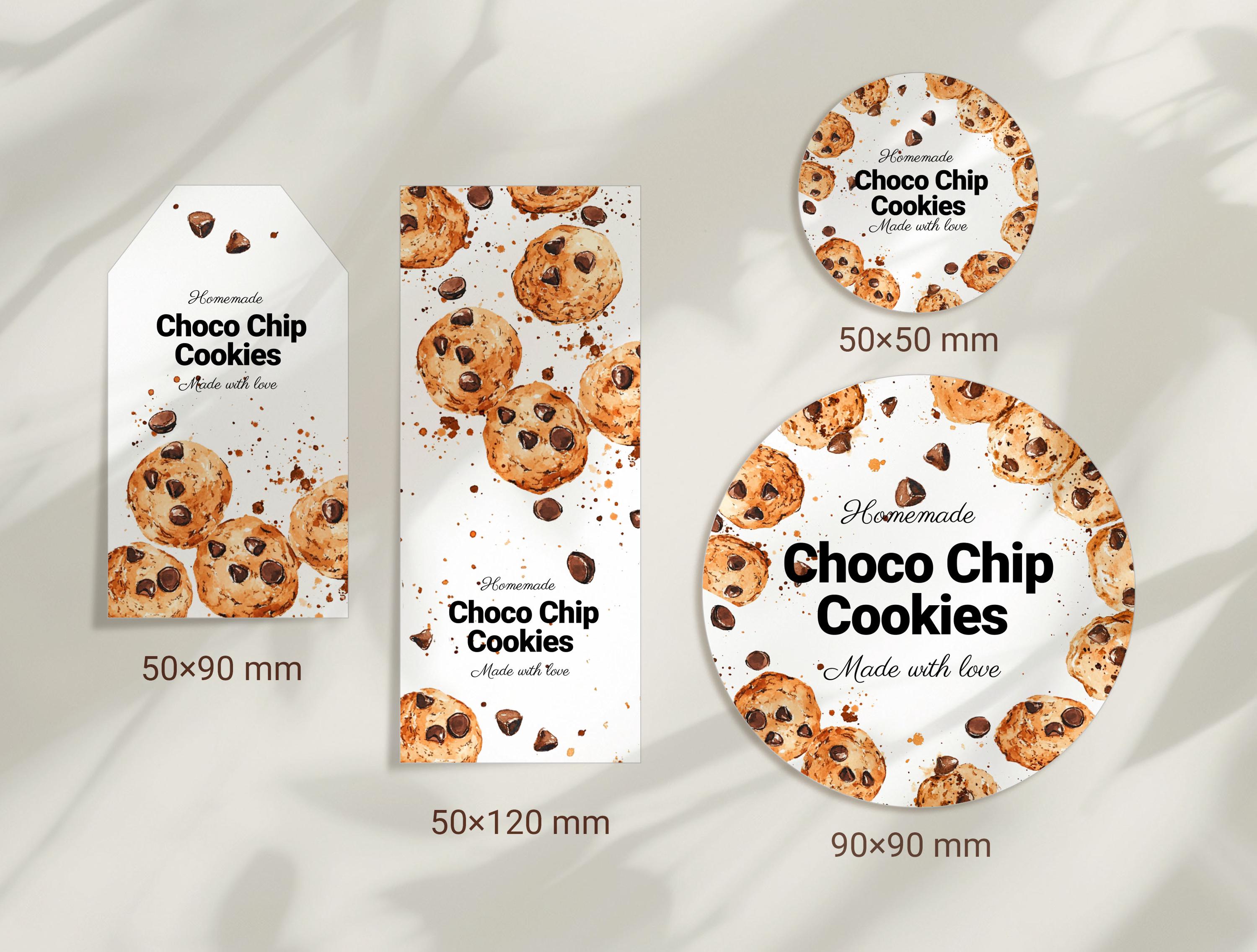 Printable Chocolate Chip Cookie Labels: Watercolor Design (digital ...
