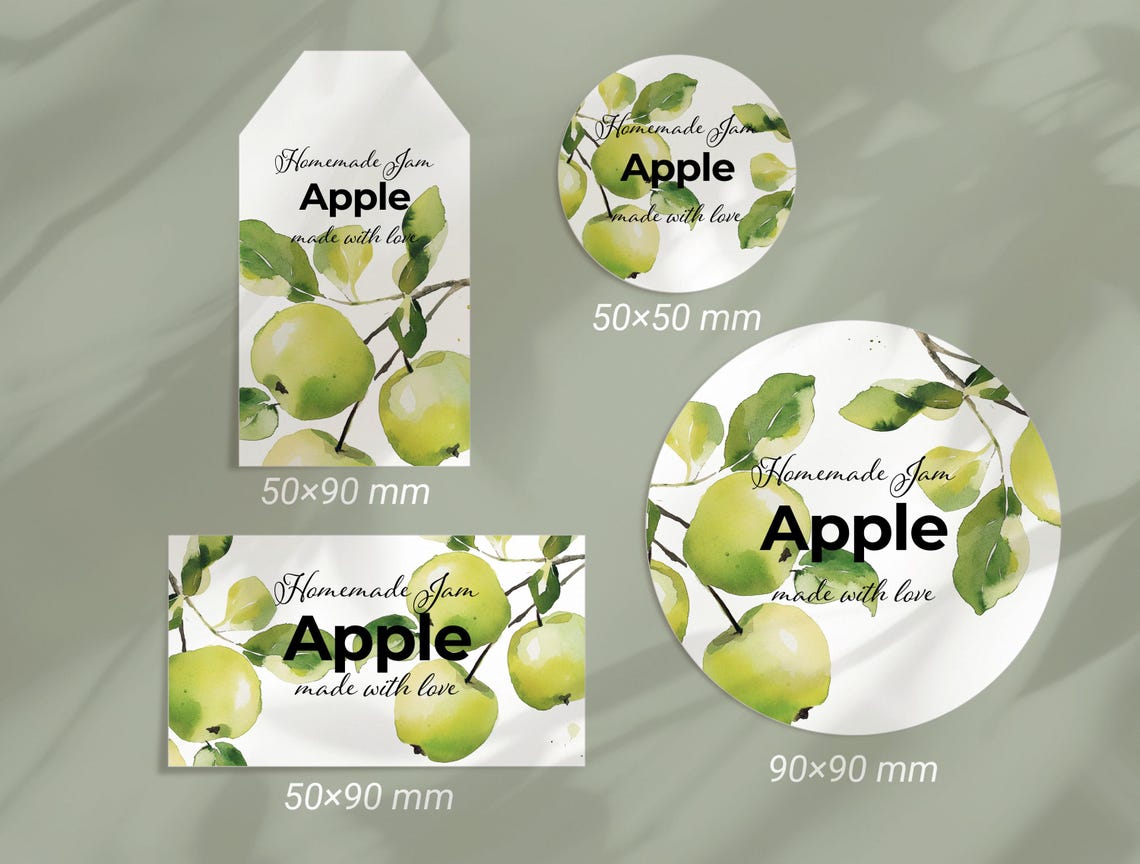 Printable Apple Jam Labels – DIY Canning Stickers – Watercolor Apple ...