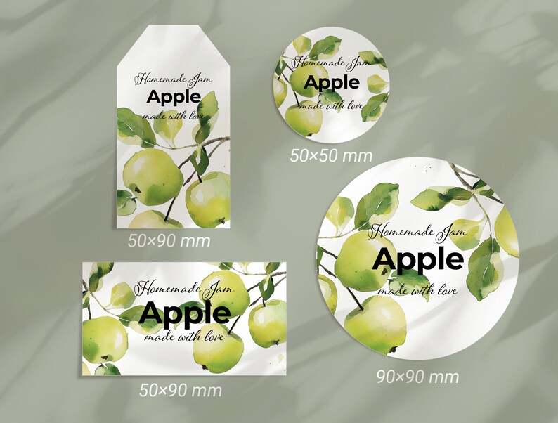 Printable Apple Jam Labels – DIY Canning Stickers – Watercolor Apple ...