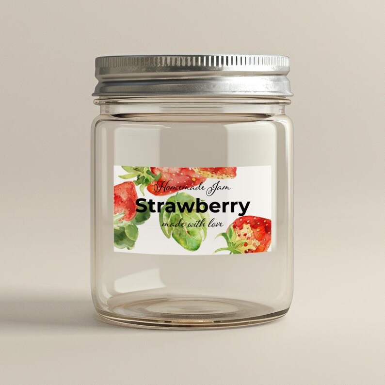 Watercolor Strawberry Jam Labels: DIY Canning Stickers (digital ...