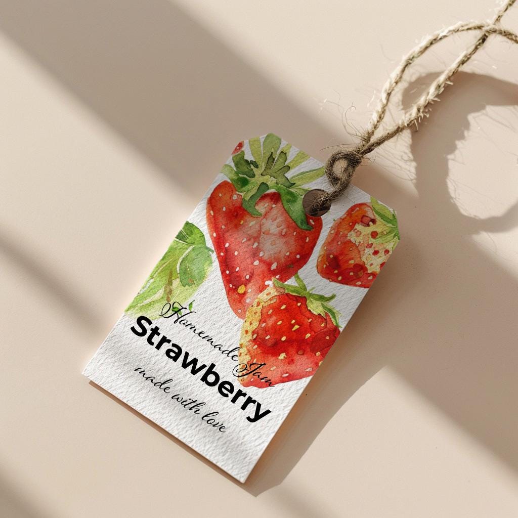 Printable Strawberry Jam Labels – DIY Canning Stickers – Watercolor ...