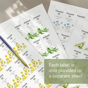 12 Oil and Vinegar Bottle Label Set | Watercolor Kitchen Stickers ...