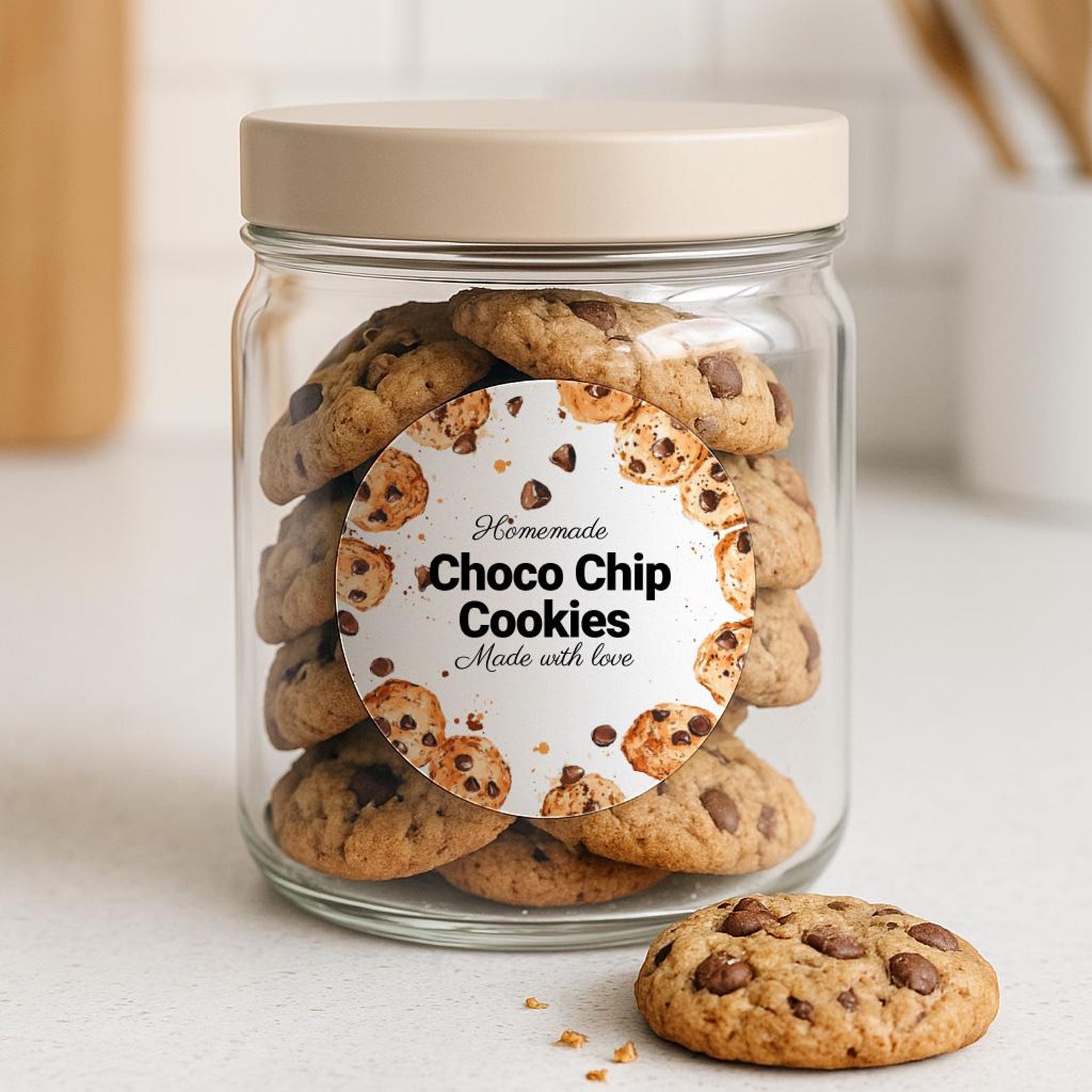 Printable Chocolate Chip Cookie Labels – Homemade Cookies Stickers ...