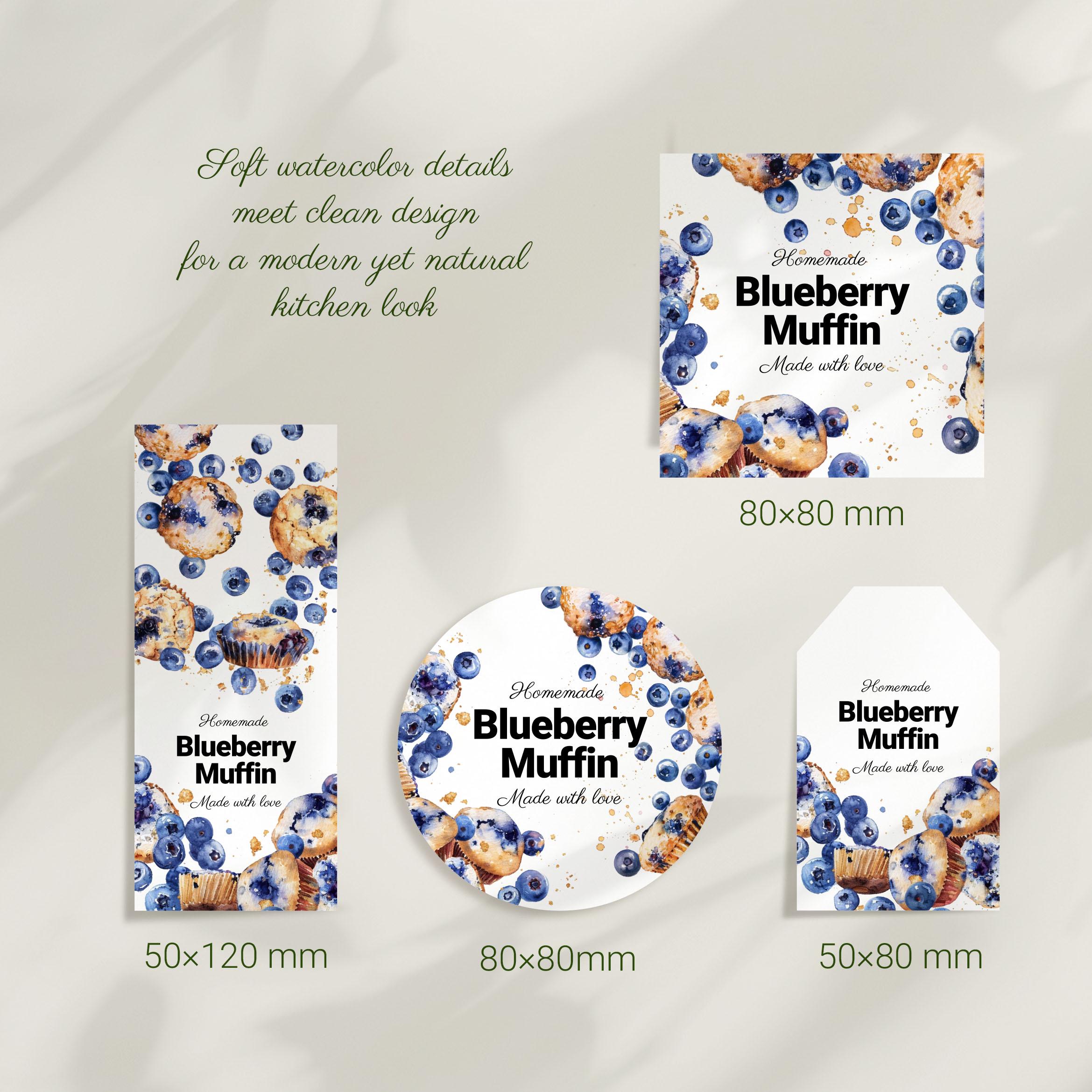 Printable Blueberry Muffin Labels Set - Square Round Wrap Band & Tag ...