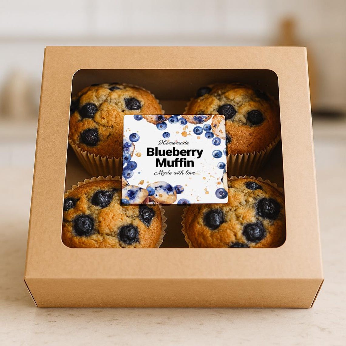 Printable Blueberry Muffin Labels Set - Square Round Wrap Band & Tag ...