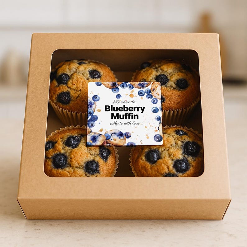 Printable Blueberry Muffin Labels Set - Square Round Wrap Band & Tag ...