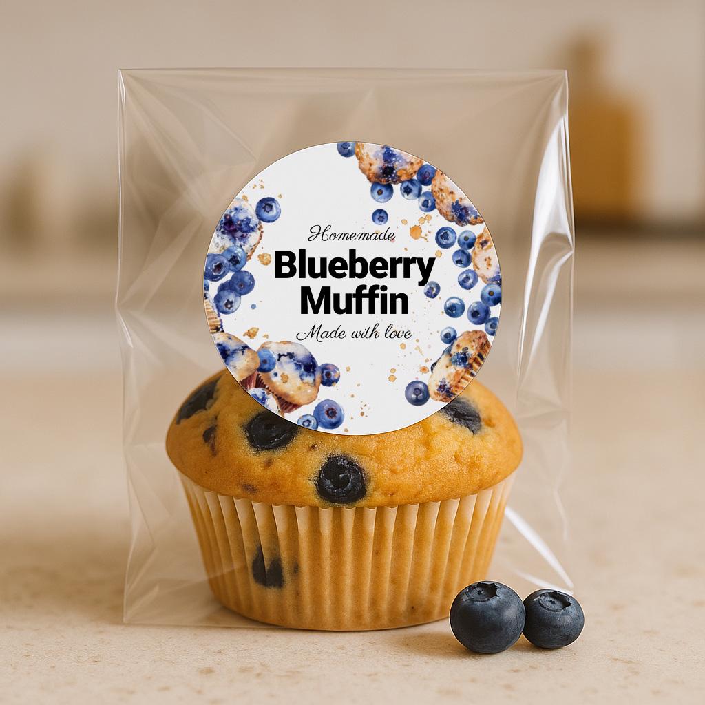 Printable Blueberry Muffin Labels Set - Square Round Wrap Band & Tag ...