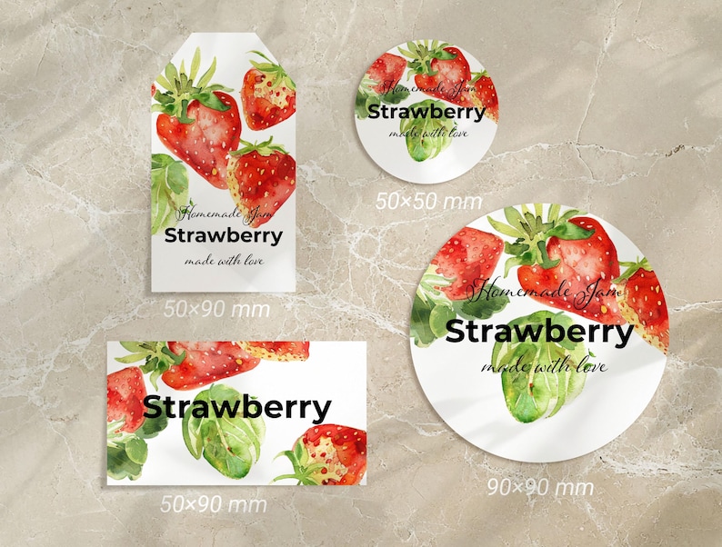 Printable Strawberry Jam Labels – DIY Canning Stickers – Watercolor ...