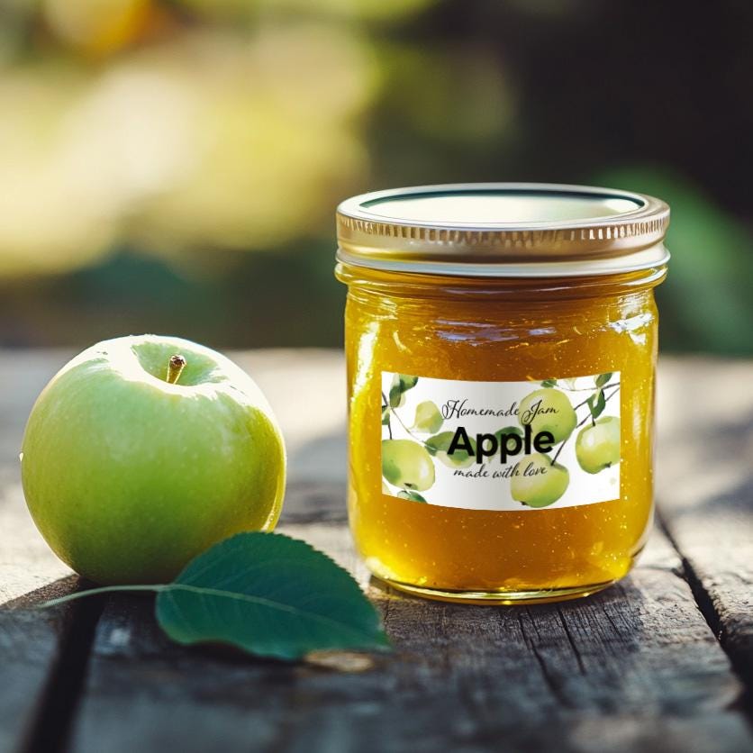 Printable Apple Jam Labels – DIY Canning Stickers – Watercolor Apple ...