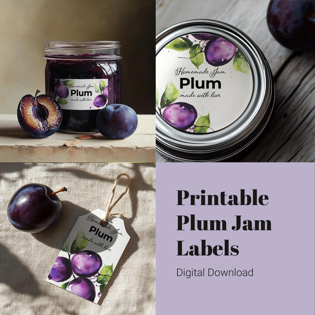 Watercolor Plum Jam Labels: DIY Canning Stickers (digital Download) - Etsy