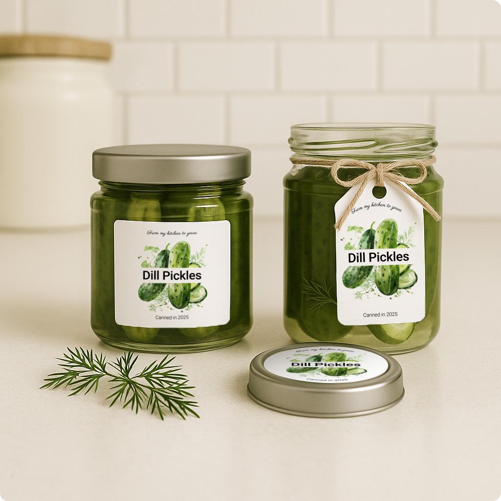 Printable Dill Pickles Jar Labels: Minimalist Canning Design (PDF ...