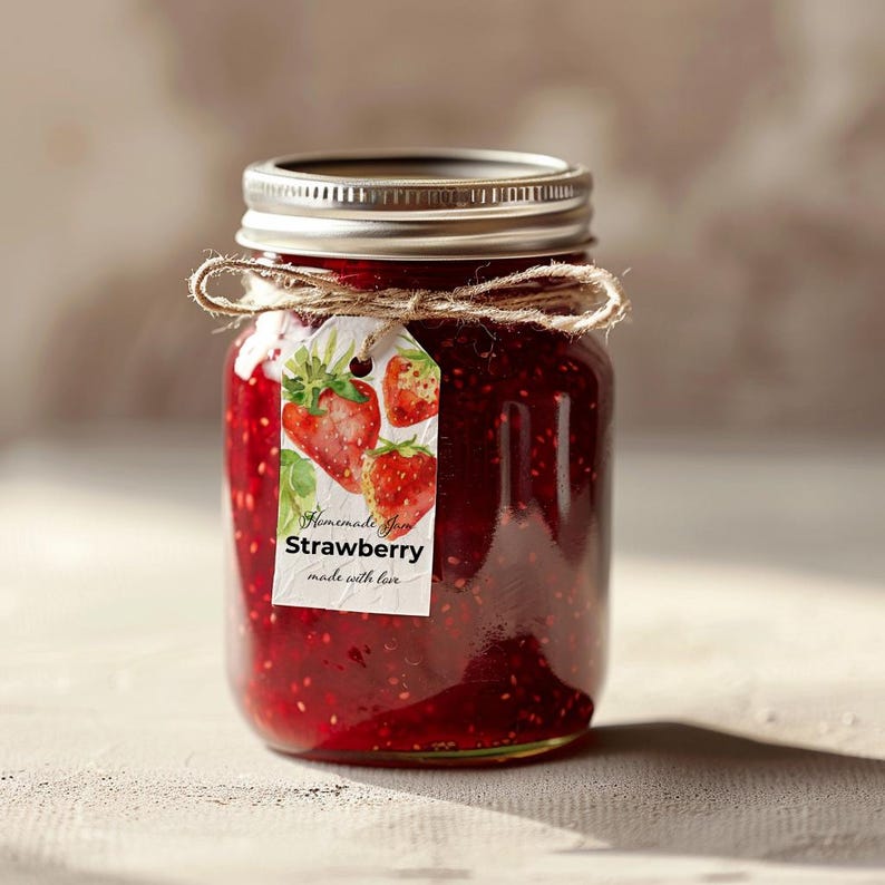 Printable Strawberry Jam Labels – DIY Canning Stickers – Watercolor ...