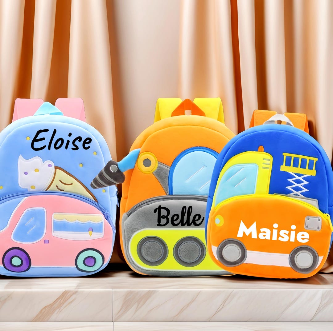 Custom Kids Backpack, School Bag, Toddler Book Bag, Car Icon School Bag ...