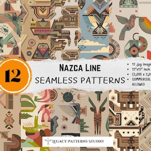 12 Embroidery Patterns Seamless Digital Papers, Geometric Animal ...