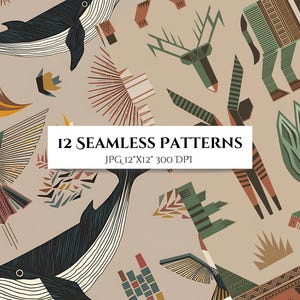 Nazca Animal Embroidery Patterns: 12 Seamless Digital Papers (JPEG) - Etsy