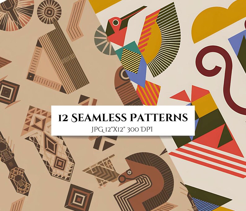 Nazca Animal Embroidery Patterns: 12 Seamless Digital Papers (JPEG) - Etsy