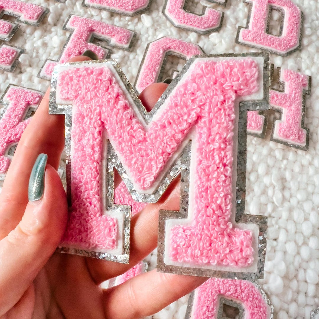 Chenille Silver Glitter Letter Patches, 3.2 Inches Varsity Letter Patch ...