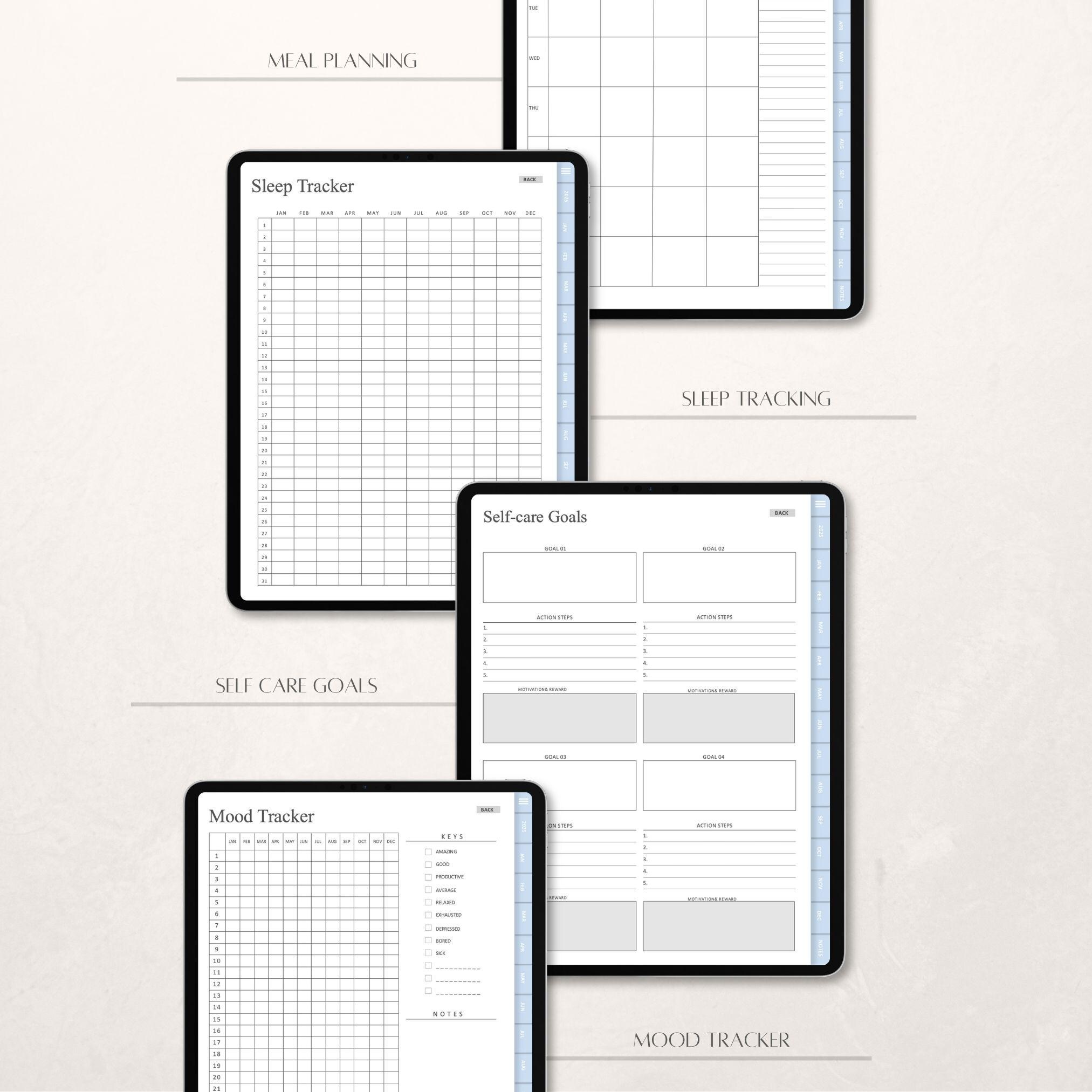 2025 Digital Planner | Light Blue Dated Daily, Weekly, Monthly, Yearly ...