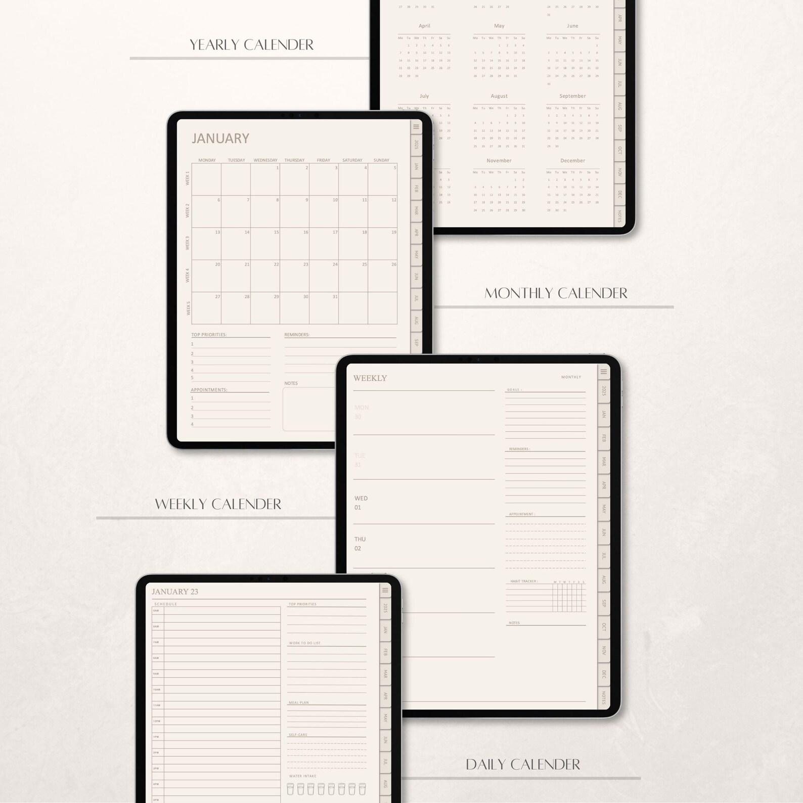2025 Neutral Digital Planner | Minimal Dated Beige Goodnotes iPad ...