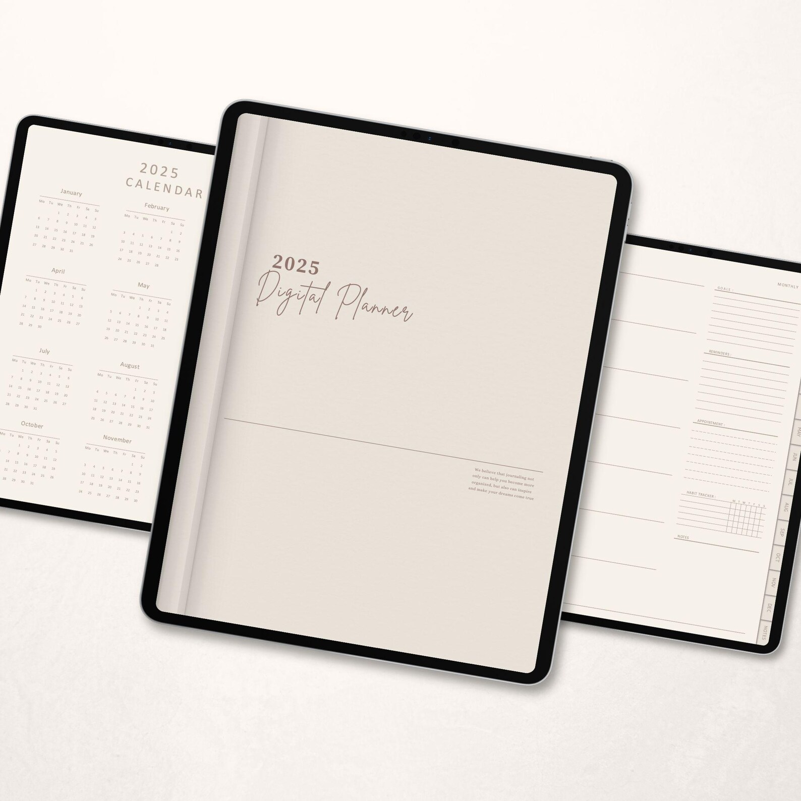 2025 Neutral Digital Planner | Minimal Dated Beige Goodnotes iPad ...