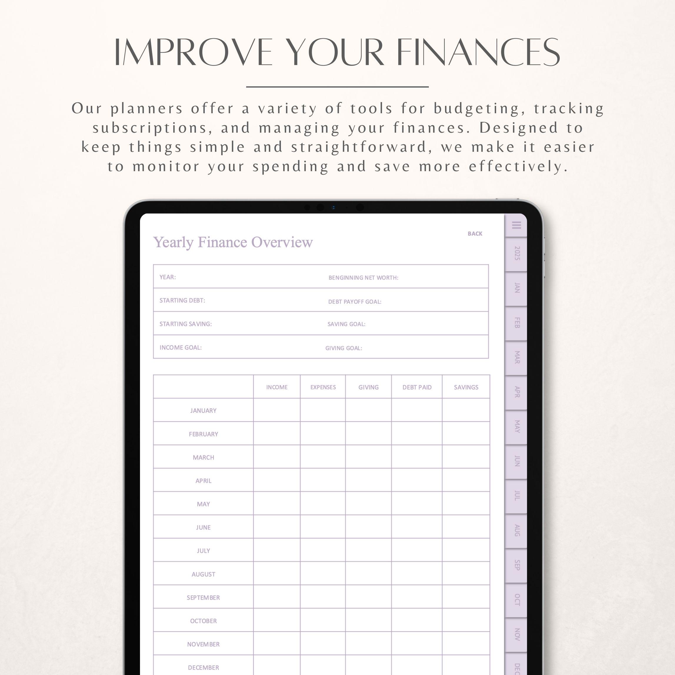 Minimal 2025 Digital Planner | Pastel Purple Dated Planner for iPad ...