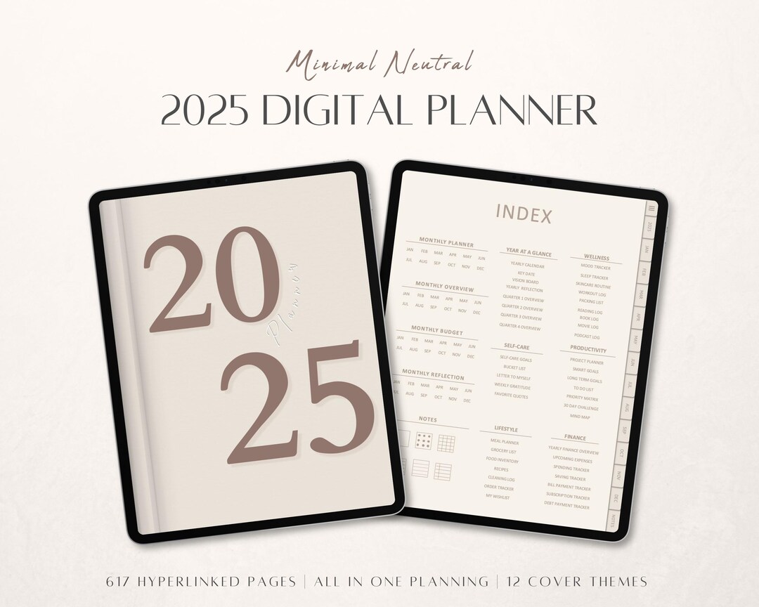 2025 Neutral Digital Planner | Minimal Dated Beige Goodnotes iPad ...