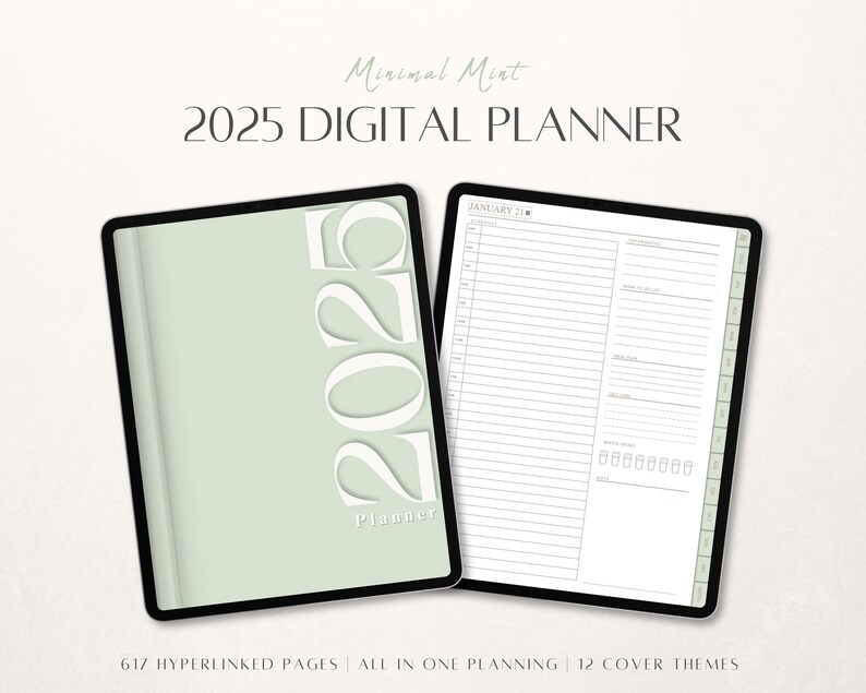 2025 Goodnotes Digital Planner | Minimal Mint Planner for iPad and ...