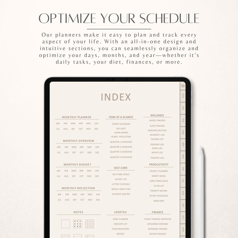 2025 Neutral Digital Planner Minimal Dated Beige Goodnotes iPad Planner ...