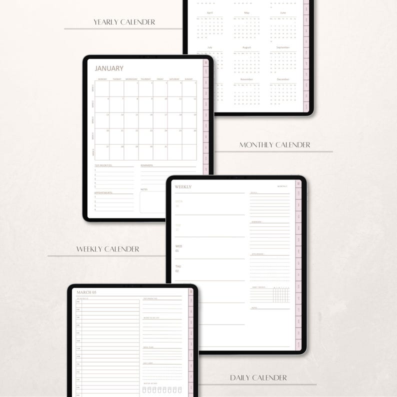 2025 Digital Planner | Minimalist Light Pink Goodnotes, Notability ...