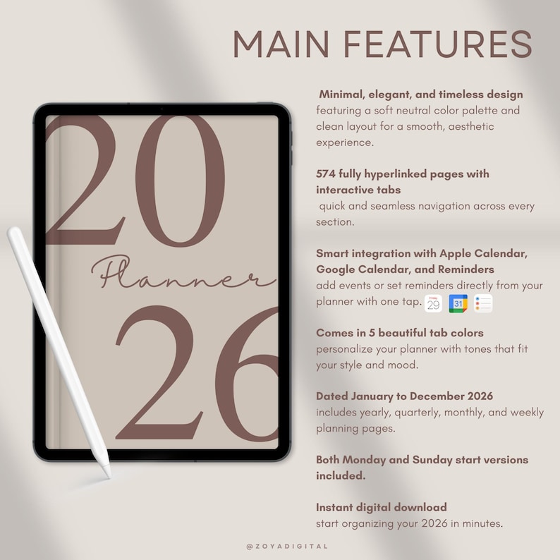 2026 Digital Planner: Neutral Planner Template for Goodnotes ...