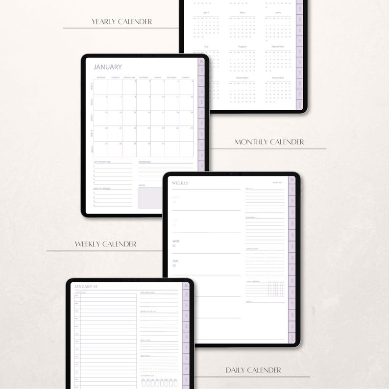 Minimal 2025 Digital Planner | Pastel Purple Dated Planner for iPad ...