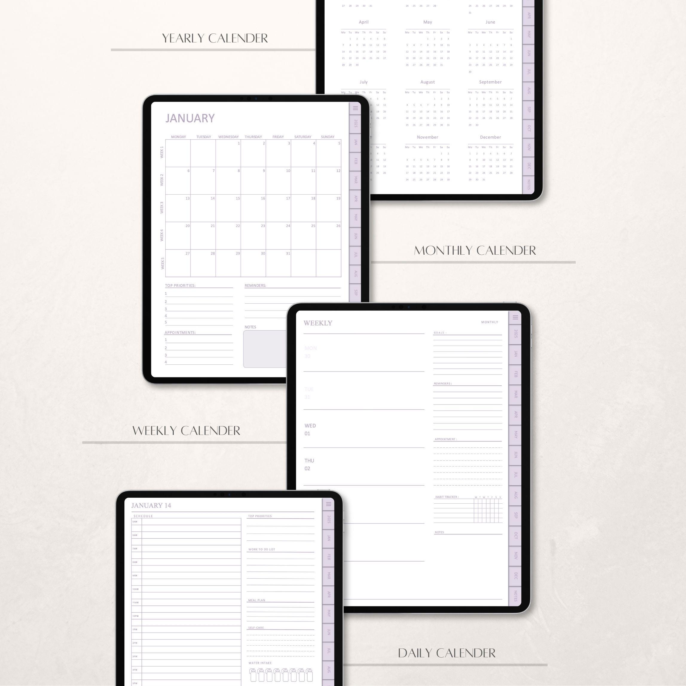 Minimal 2025 Digital Planner | Pastel Purple Dated Planner for iPad ...