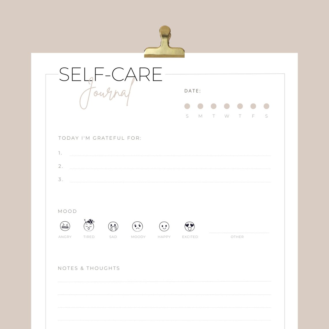 Self-care Journal Template | Daily Journal for Mindfulness and Self ...