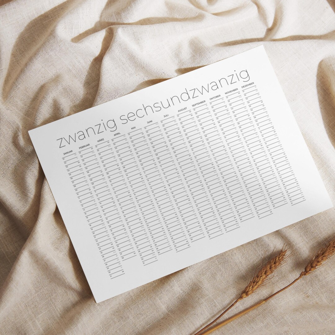 2026 Calendar German | Planner | Horizontal | Minimalist Annual Planner ...