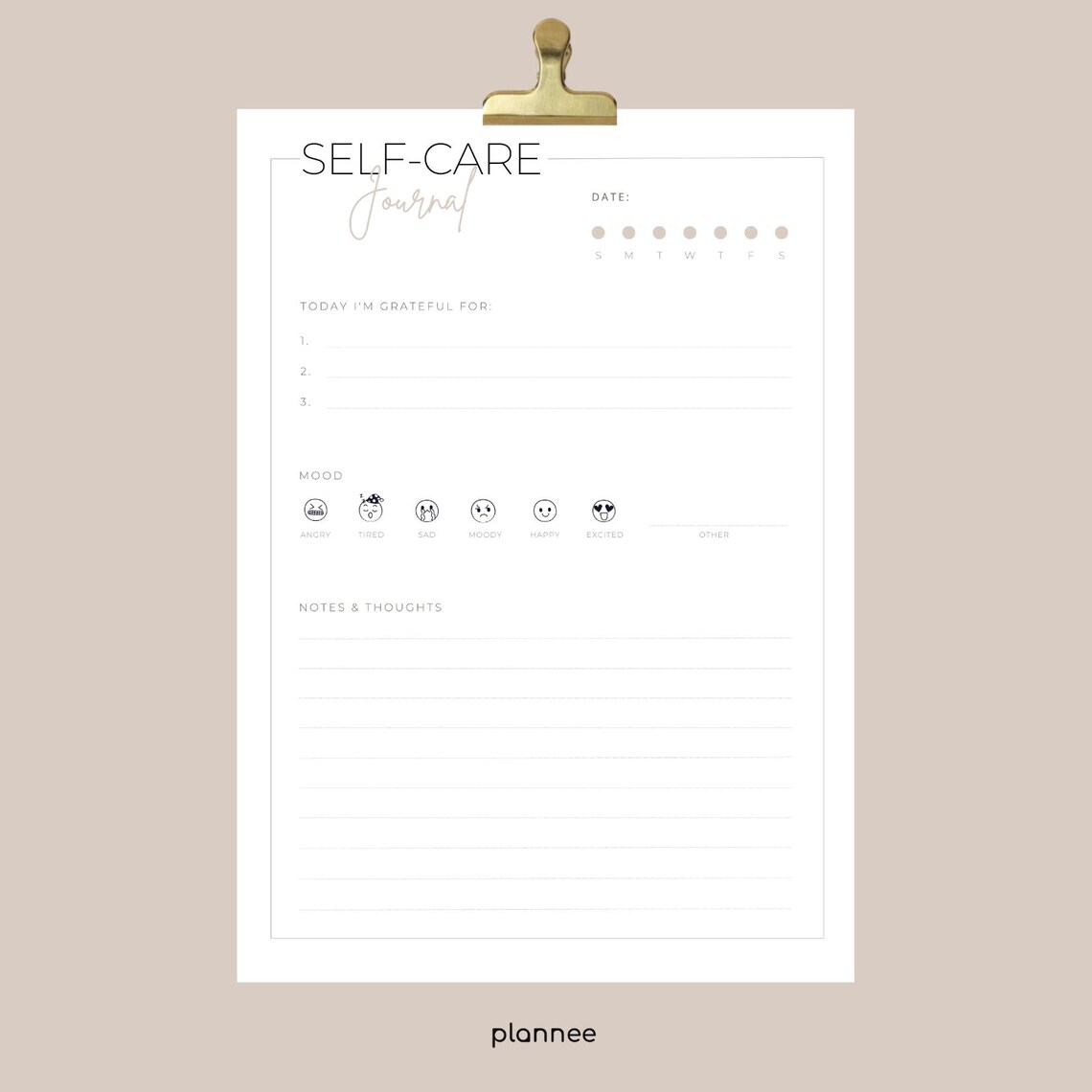 Self-care Journal Template | Daily Journal for Mindfulness and Self ...
